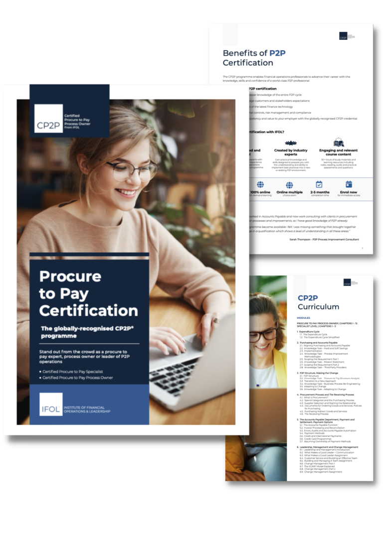 Procure to Pay Certification (CP2P) - 100% online in the IFOL Academy